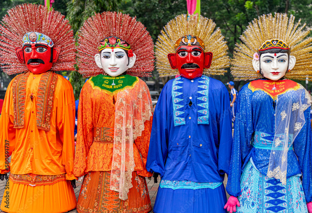 Ondel-ondel is a large puppet figure featured in Betawi folk performance of Jakarta, Indonesia ...