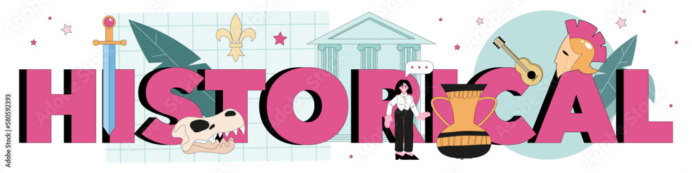 Historical typographic header. History scientist or archaeologist ...