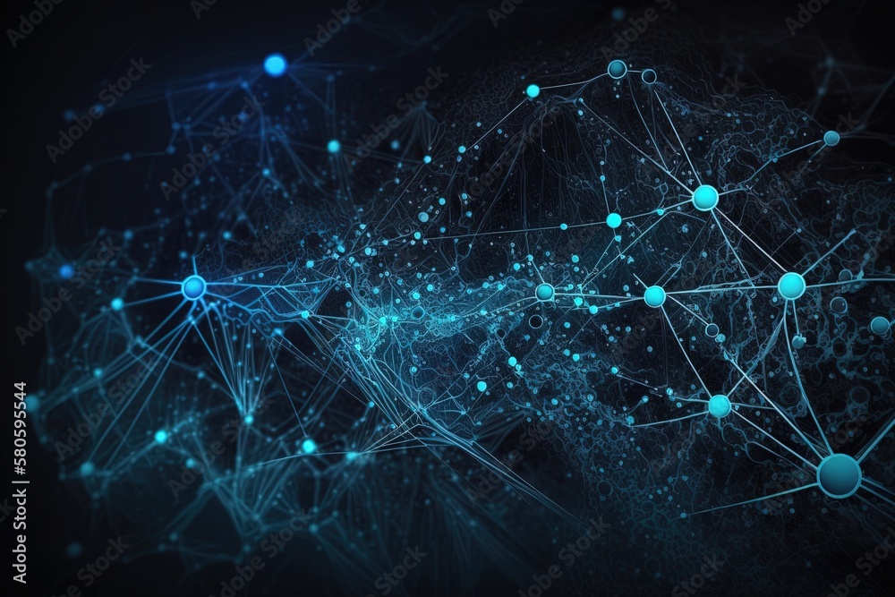 Blue technology network background with a hexagonal pattern. The ...