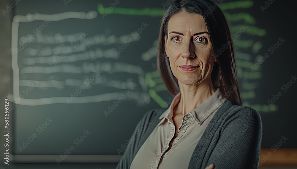 beautiful Caucasian woman teacher smile at classroom, idea for dream ...