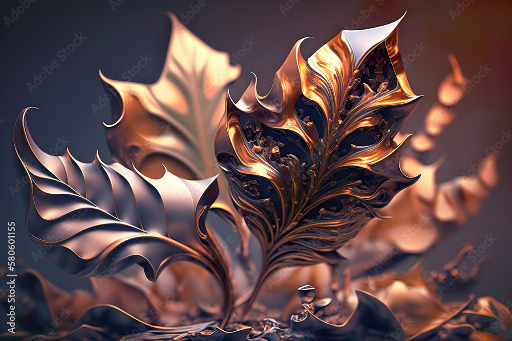 Special objects in 3d design in shining golden color, real luxury ...