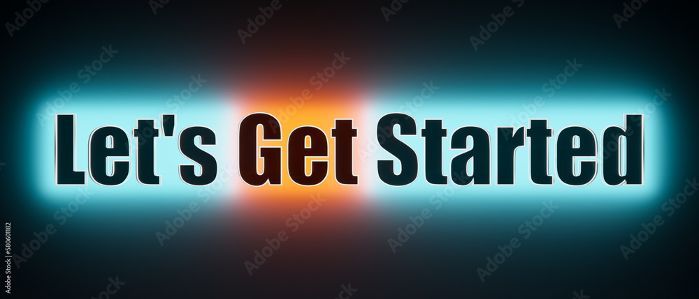Ilustrace „Let's get started. Colored glowing banner with the text let ...