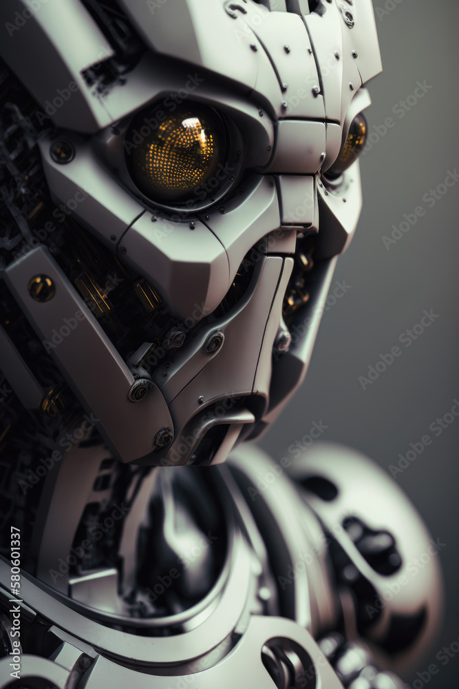 Ilustracja Stock: robot cyborg face close up. Advanced robotics ...