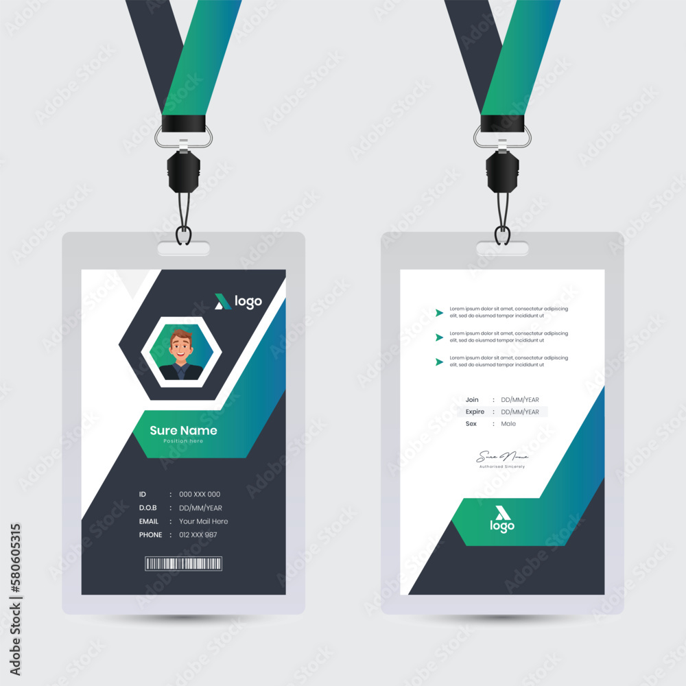 Company Id Card Template design, business id card design Stock Vector ...