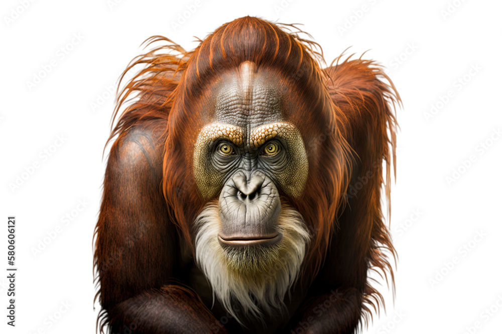 Portrait of orangutan isolated on transparent background. PNG. digital ...