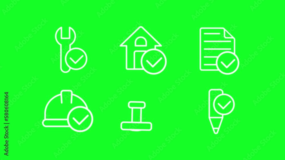 Animated industry white line icons. Repair and maintenance. Loop HD ...