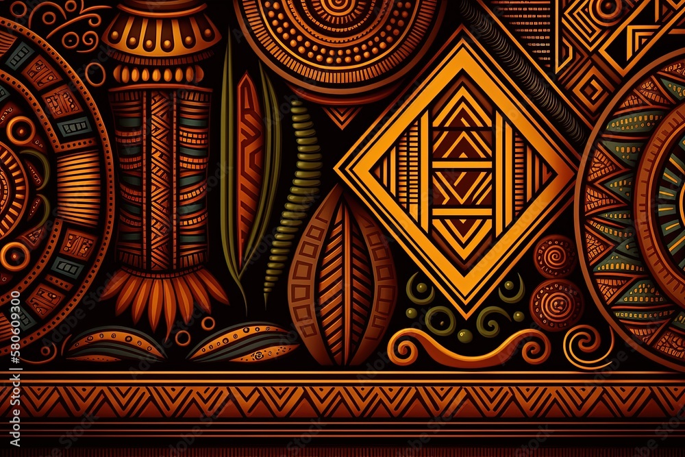 Background illustration with African patterns, print with African ...