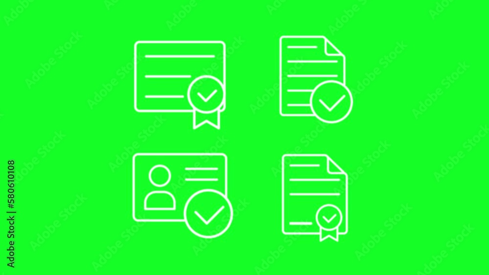 Animated reports white line icons. Documents. Official information ...