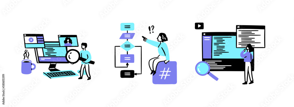 Vector learn coding concepts collection with humans. Little scenes of ...