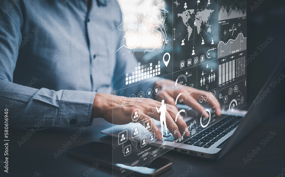 Planning analysis and Project management online, Business people ...