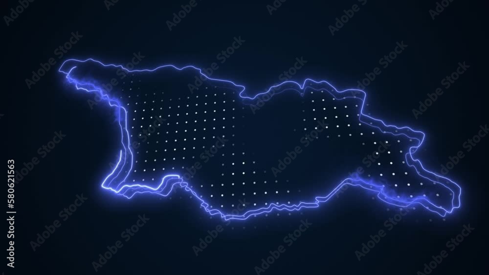 Video Stock 3D Moving Neon Blue Georgia Map Borders Outline Loop ...