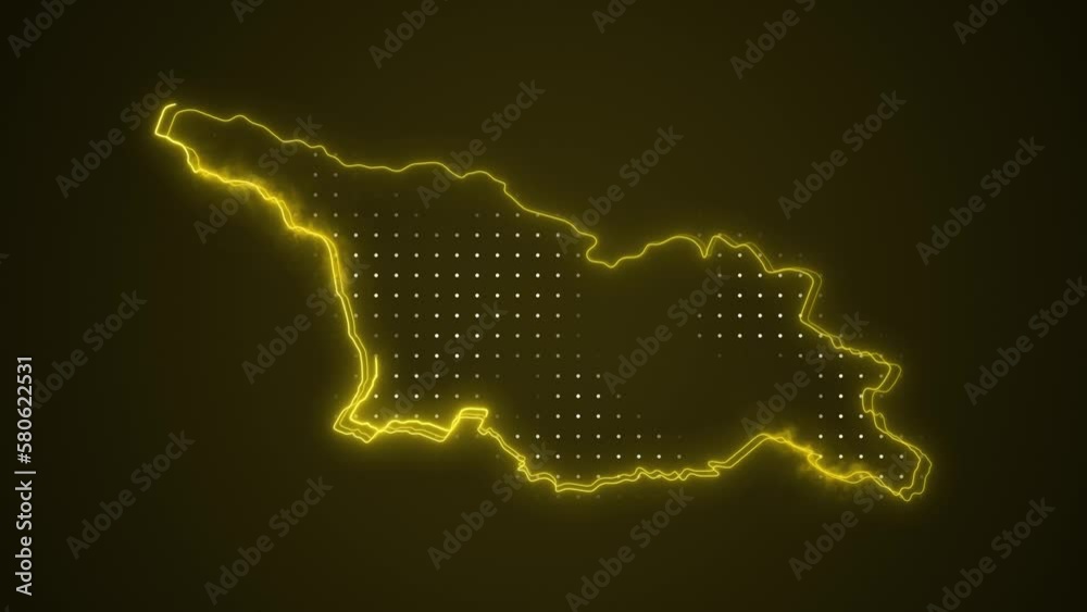 Neon Yellow Georgia Map Borders Outline Loop Background. Neon Yellow ...