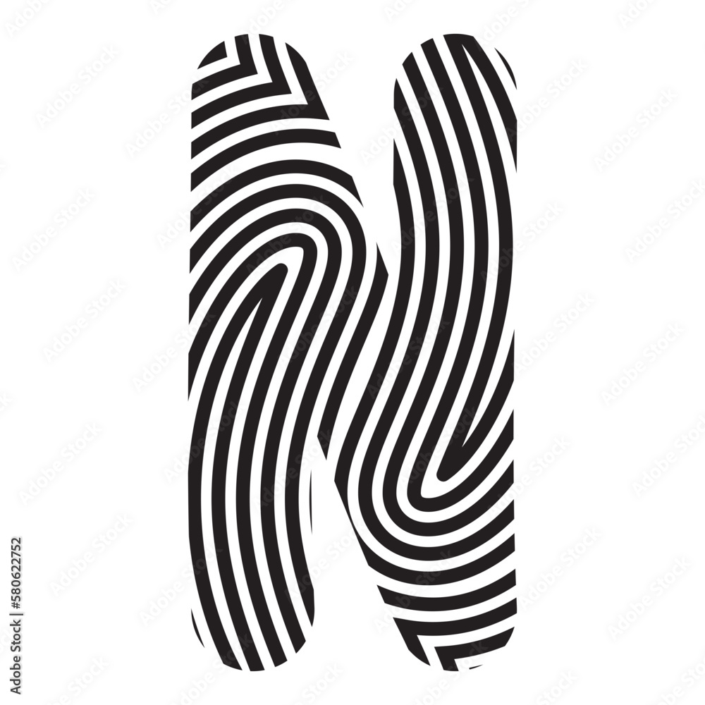 Handwritten Letter N Aesthetic Word Alphabet Fingerprint Cute Abstract ...