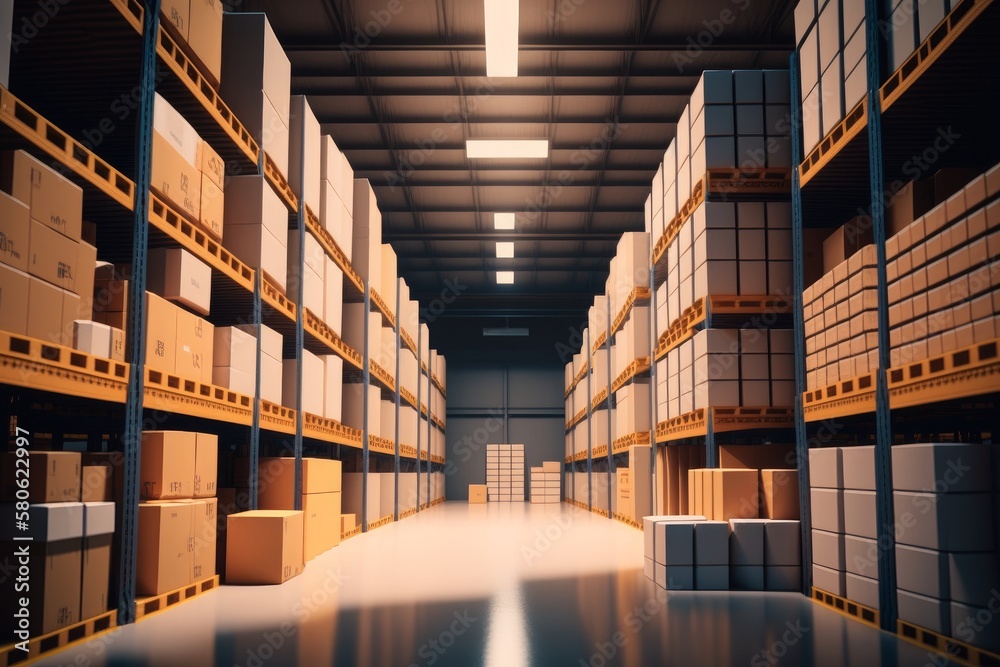 Efficient Storage Solutions: Organizing Your Products in a Spacious Warehouse with Shelves and ...