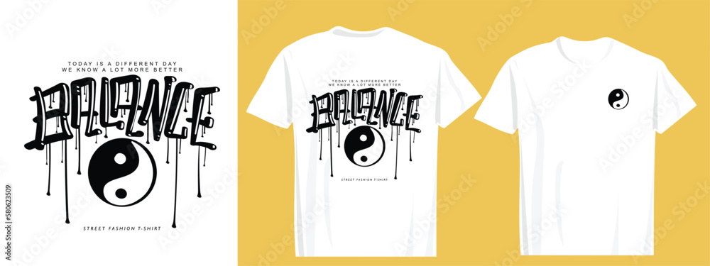Balance slogan text. Yin yang symbol drawing. Vector illustration ...