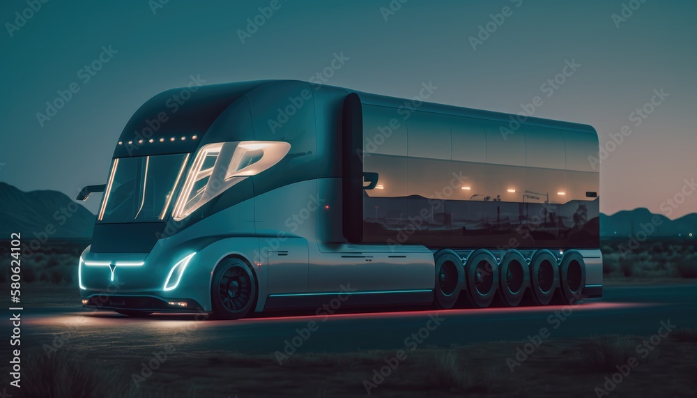 Futuristic Autonomous Tesla Semi RV with All Glass Windows for Epic ...