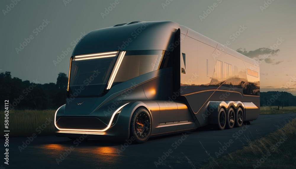Futuristic Autonomous Tesla Semi RV with All Glass Windows for Epic ...