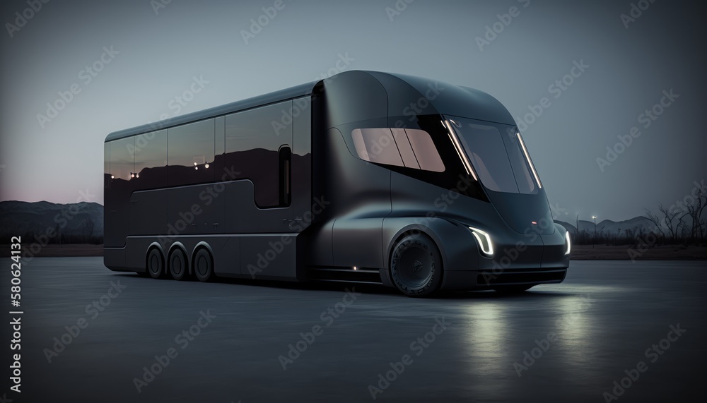 Futuristic Autonomous Tesla Semi RV with All Glass Windows for Epic ...