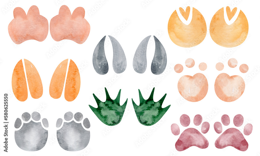 Animal tracks. Animal feet silhouette. Path for walking on the paws of ...
