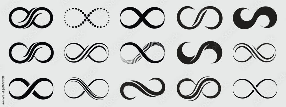 Vetor de Infinity icon set. Infinity symbols. Symbols of endless ...
