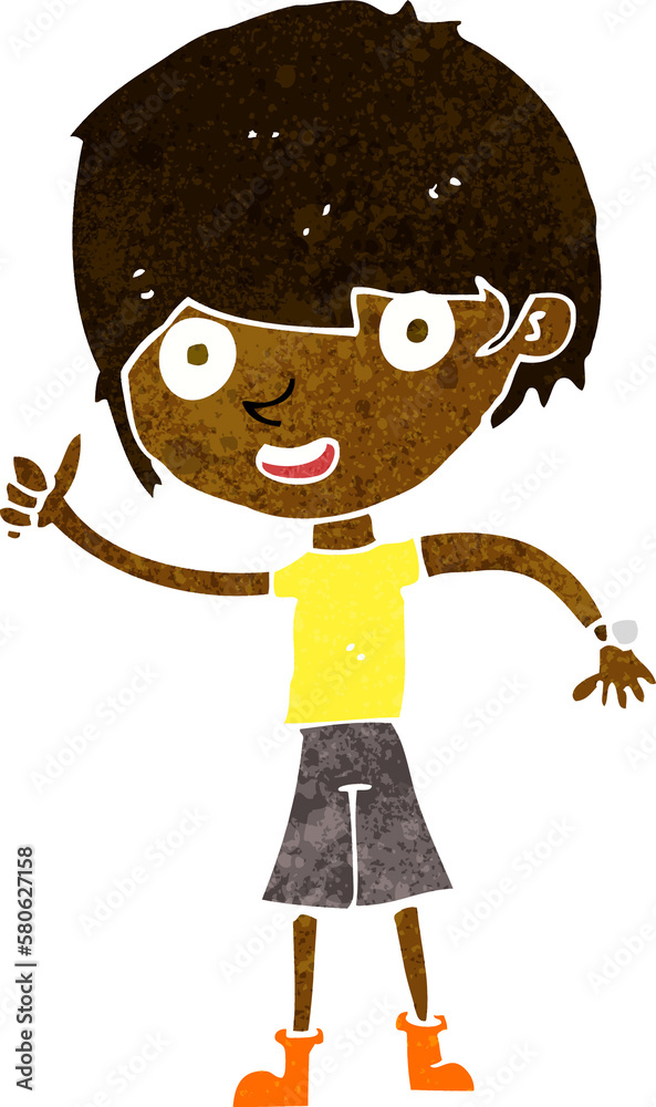 cartoon boy with positive attitude Stock Illustration | Adobe Stock
