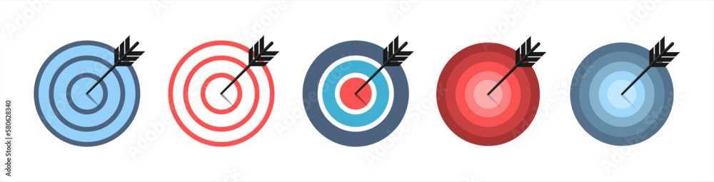 Target collection. Target vector icons, isolated on white background ...