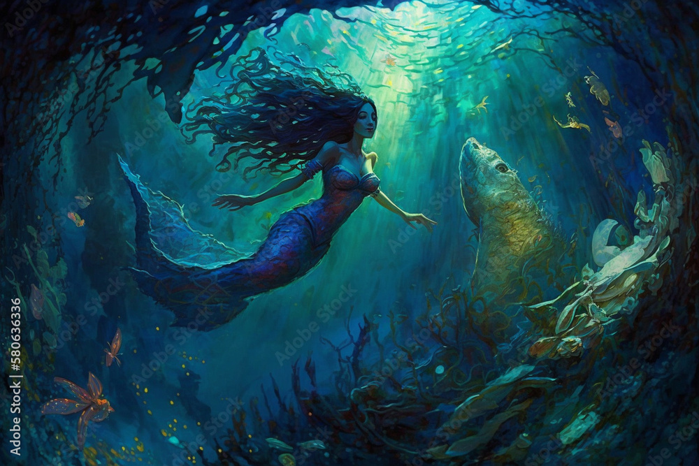 Underwater Fantasy | A fantastical underwater world with mermaid, sea ...