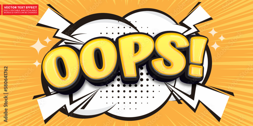 Oops comic book text effect editable three dimension comic font style ...