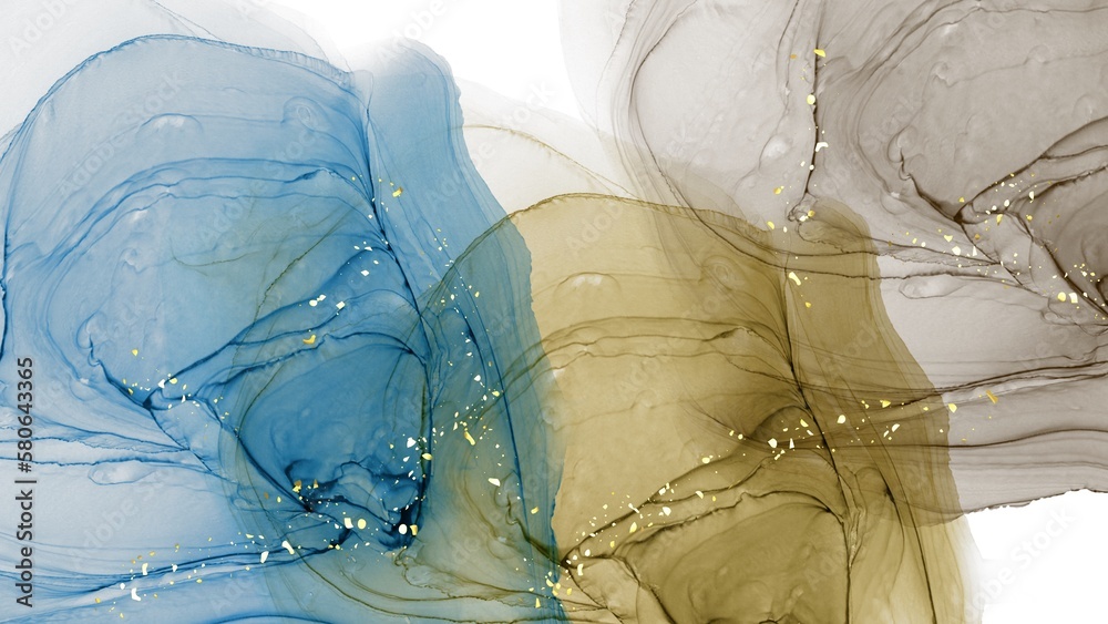 Luxury alcohol ink background with golden design elements, creative and ...