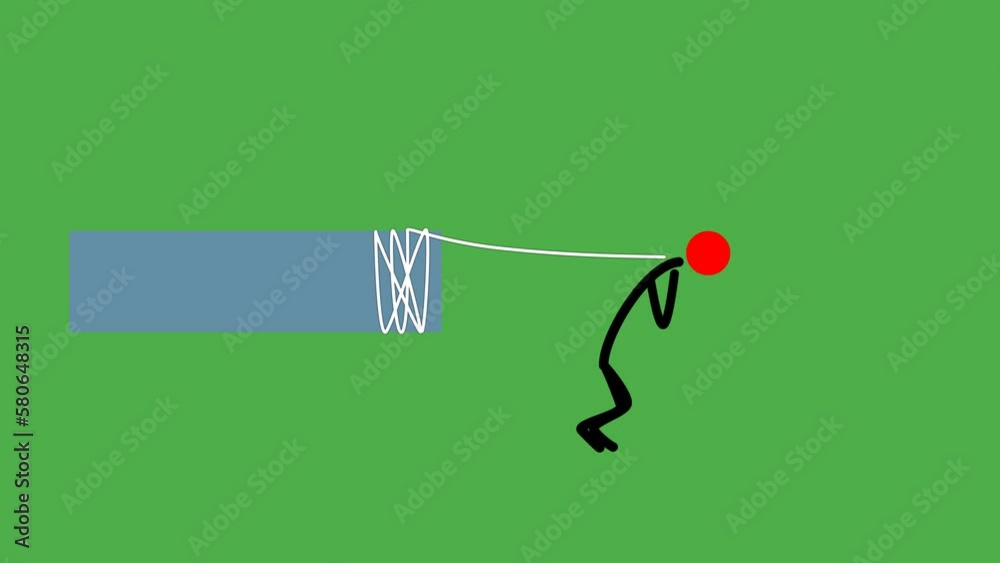 loading bar. the man pulls the loading bar. on a green background. 4K ...