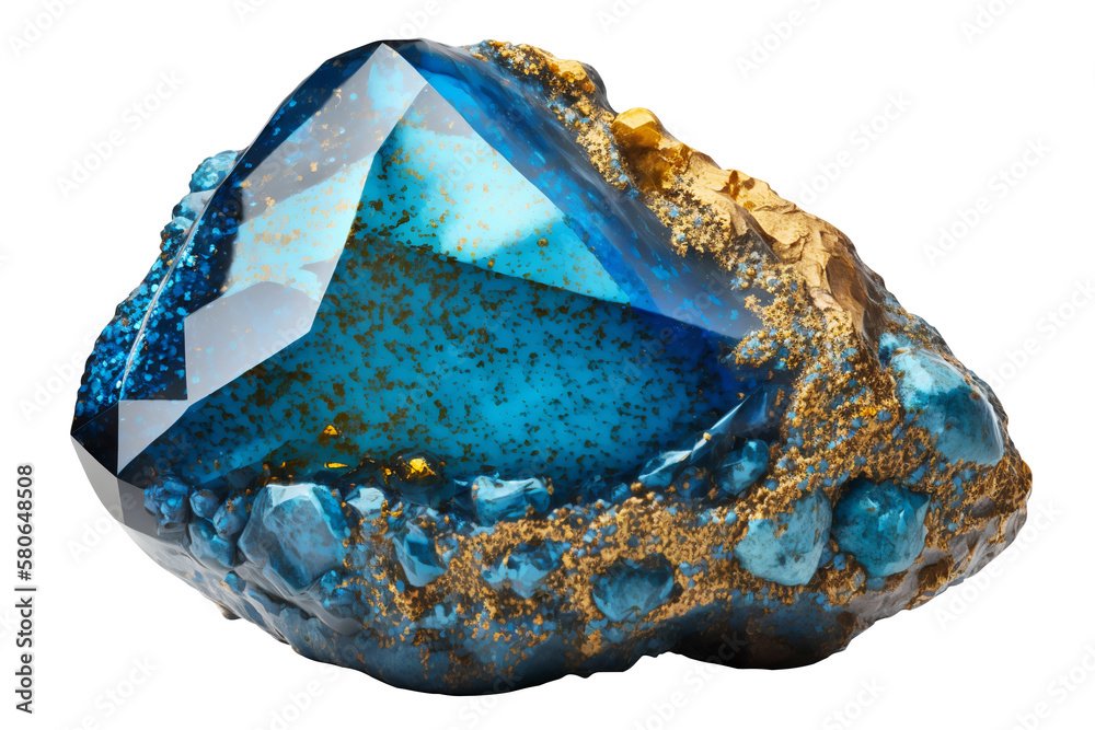 Beautiful blue crystal on transparent background, as PNG. Mysterious ...
