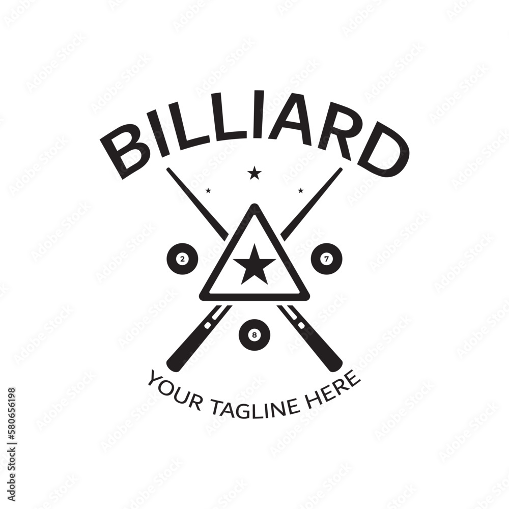 simple billiards logo template illustration with billiard balls and ...