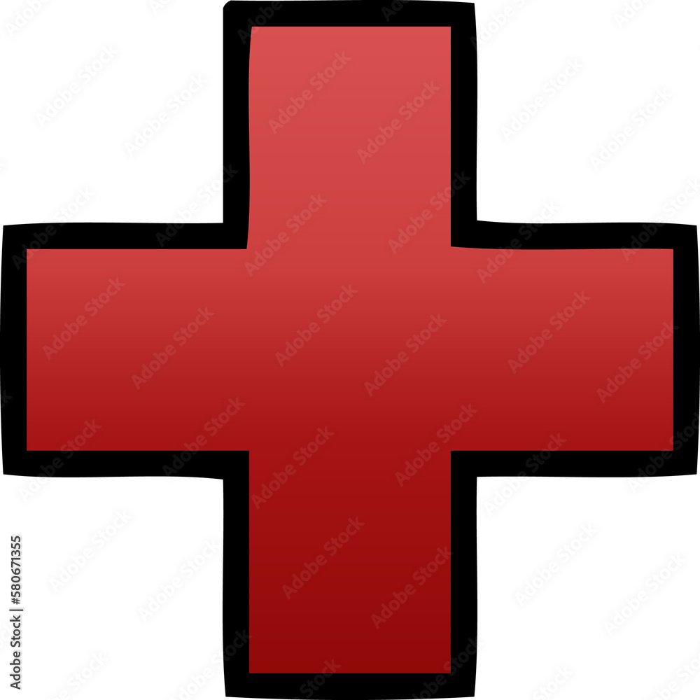 gradient shaded cartoon addition symbol ilustración de Stock | Adobe Stock