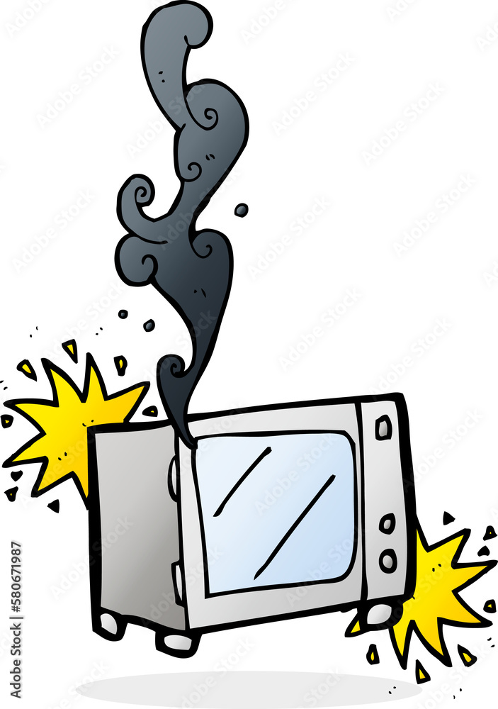 cartoon exploding microwave Stock Illustration | Adobe Stock