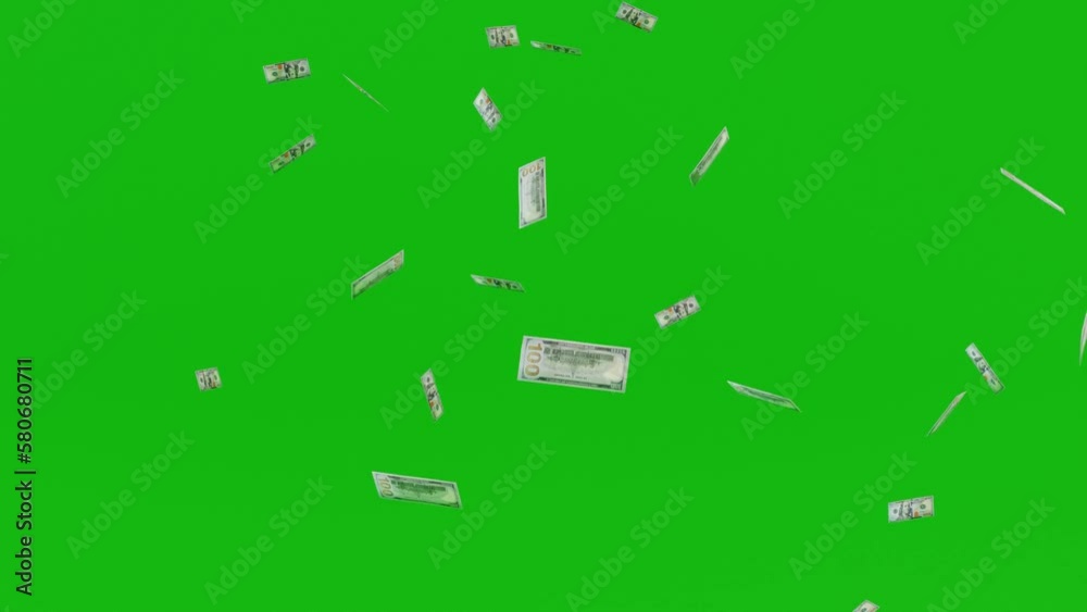 Vidéo Stock Animated video of a hundred dollar bill raining on a green ...