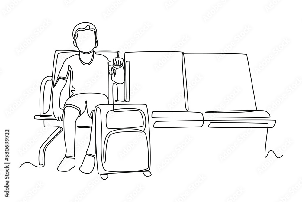 Single one line drawing traveling and tourism concept. Continuous line ...