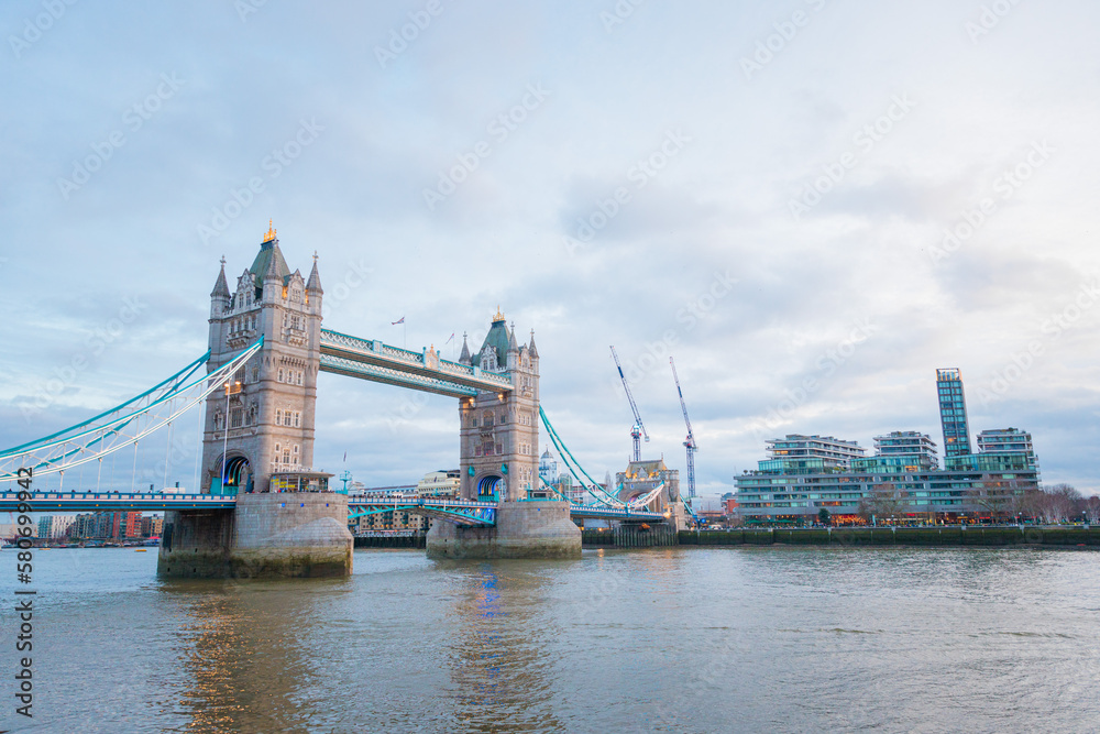 Poster tower bridge in london at evening, cloudy daytime – Wall Art ...