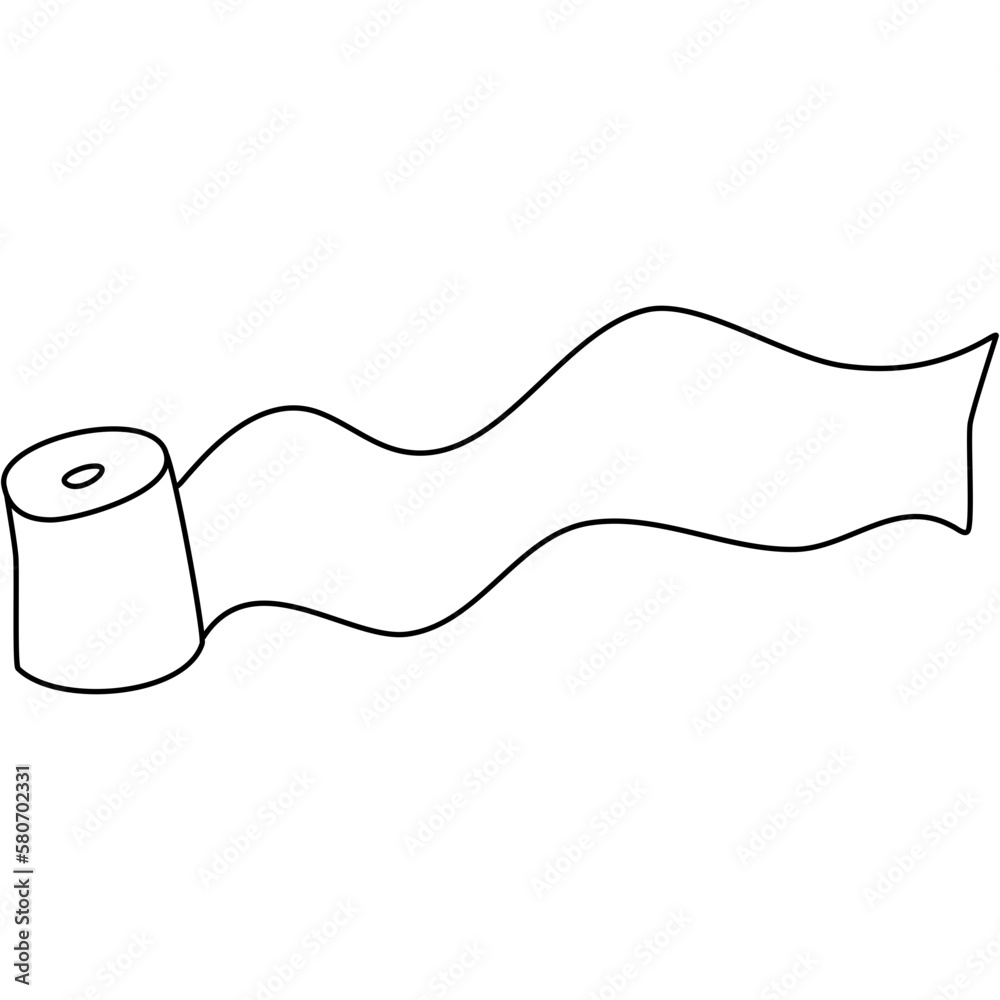 Toilet paper roll. Doodle outline illustration. Stock Vector | Adobe Stock