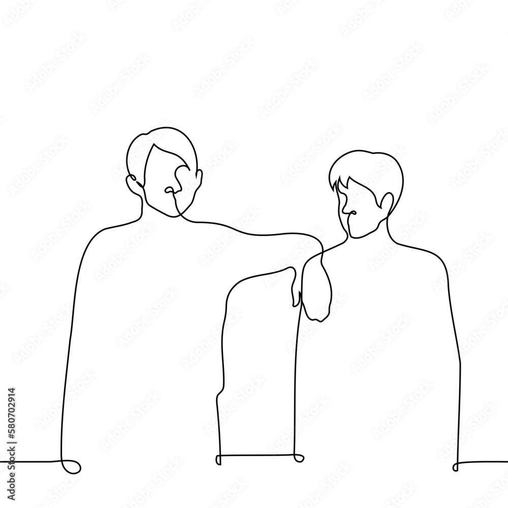tall man put his hand on the shoulder of another shorter than that ...
