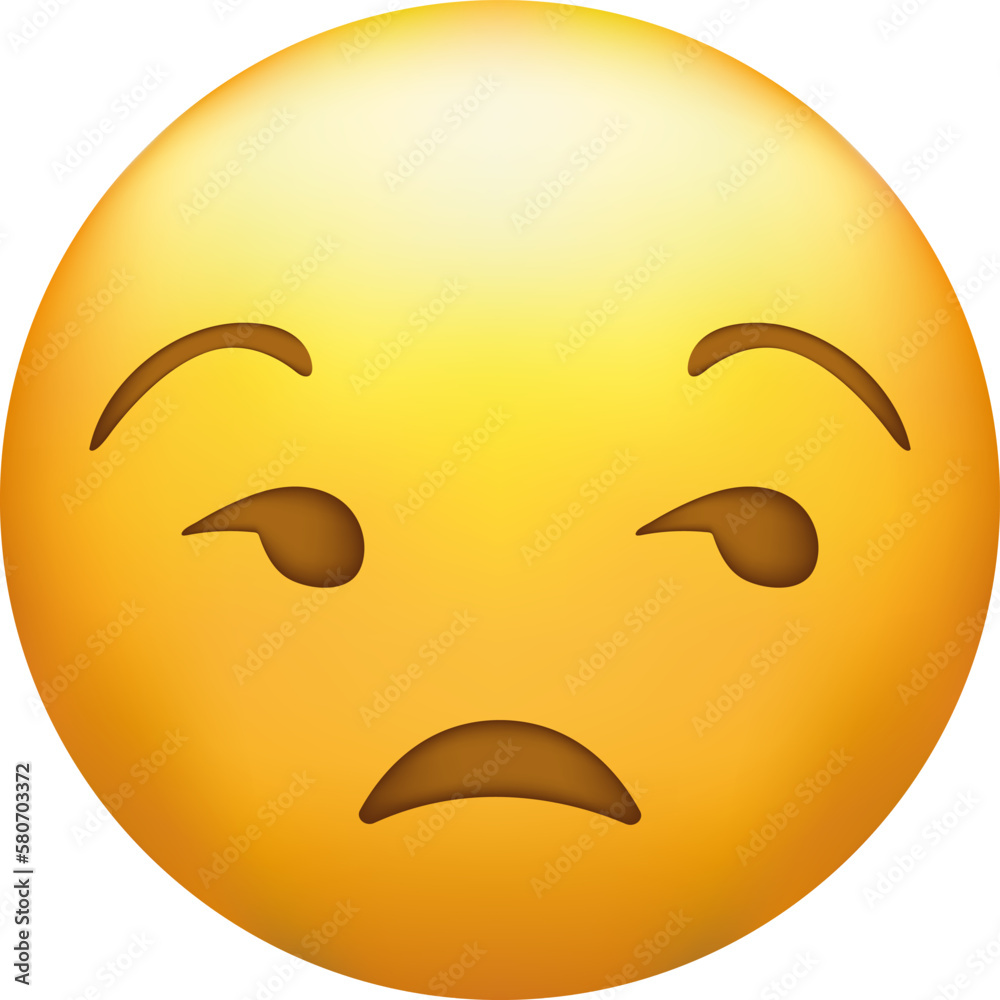 Unamused emoji. Meh emoticon, dissatisfied yellow face. Stock Vector ...