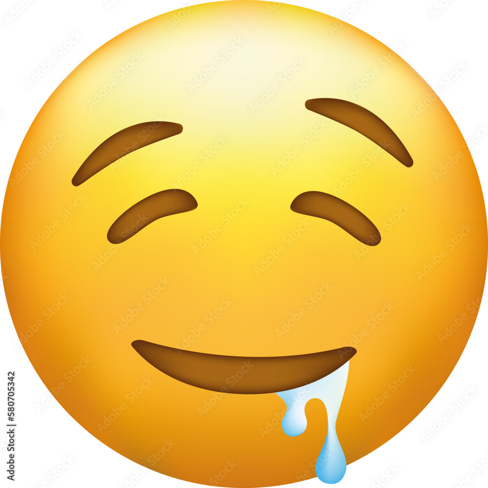 Vetor de Drooling emoji. Emoticon with saliva from mouth corner do ...