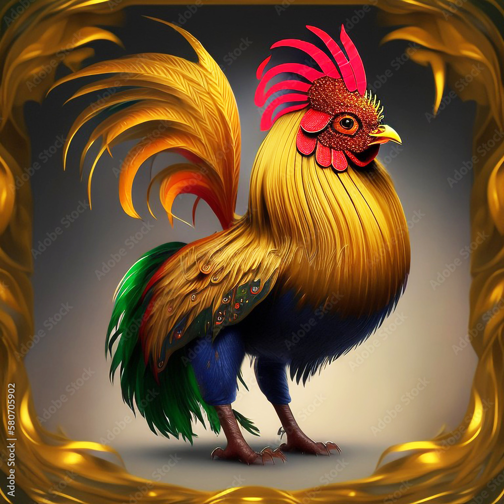 Hyper realistic majestic rooster with a carnival mask, digital arts, AI ...