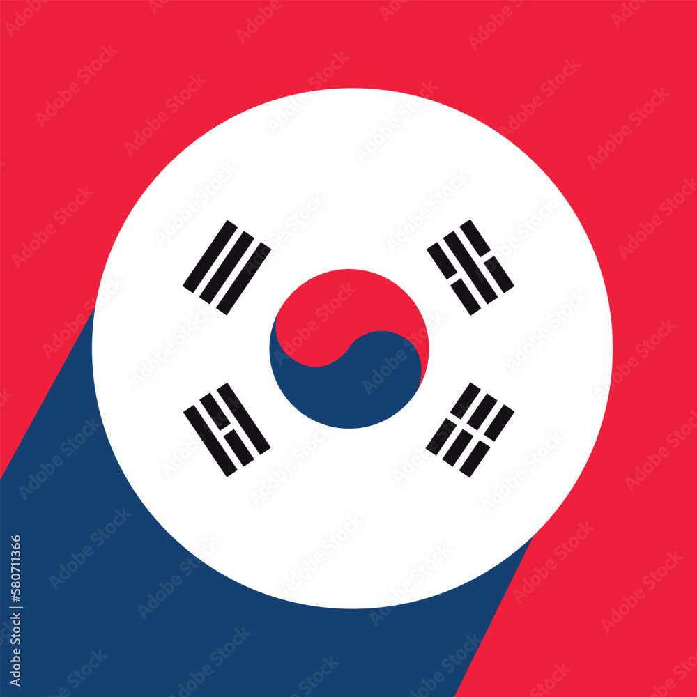 South korean flag poster on red background. South korea national flag ...