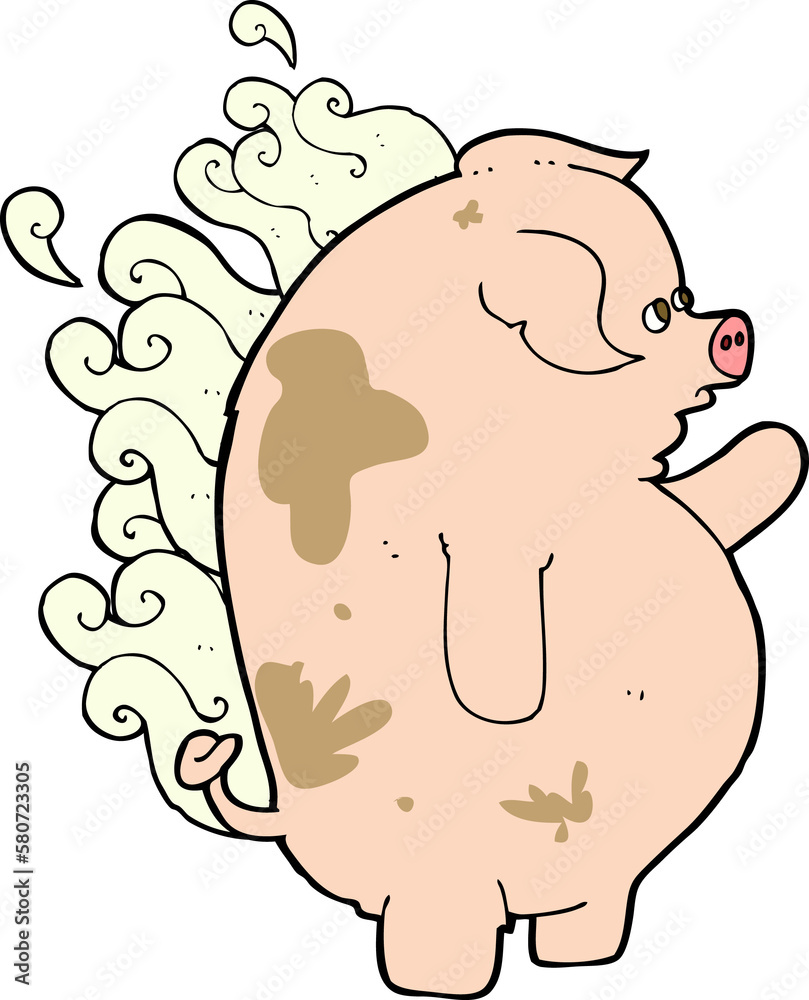 cartoon fat smelly pig Stock Illustration | Adobe Stock