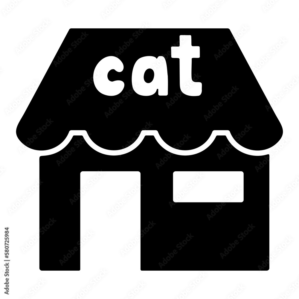 Pet Shop Commercial Building Facade Design. Flat Vector Illustration ...