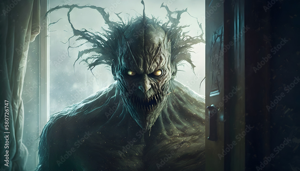 Boogeyman monster coming inside. Stock Illustration | Adobe Stock