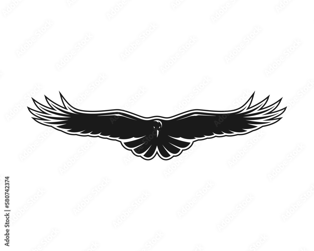 Flying raven vector illustration logo Stock Vector | Adobe Stock