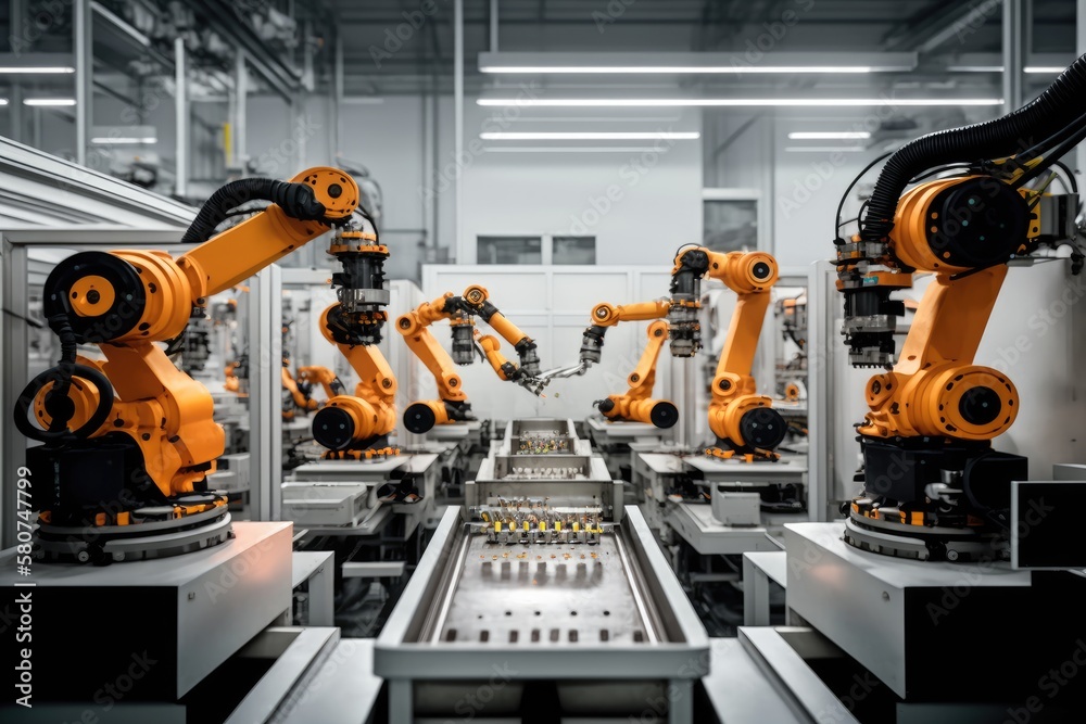 Modern factory using artificial intelligence robots and innovative ...