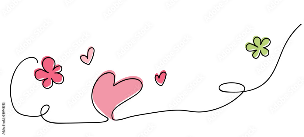 heart line icons with color shapes. line drawing. Vector Illustration ...