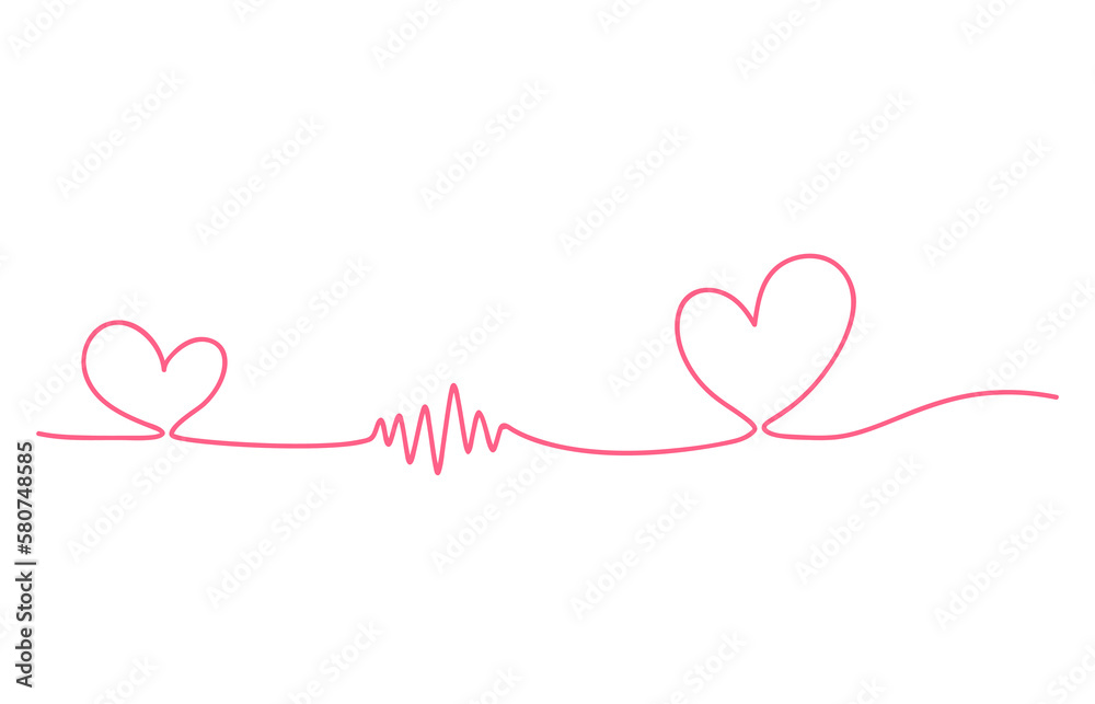 heart line. love signal concept. Continuous line drawing.Vector ...
